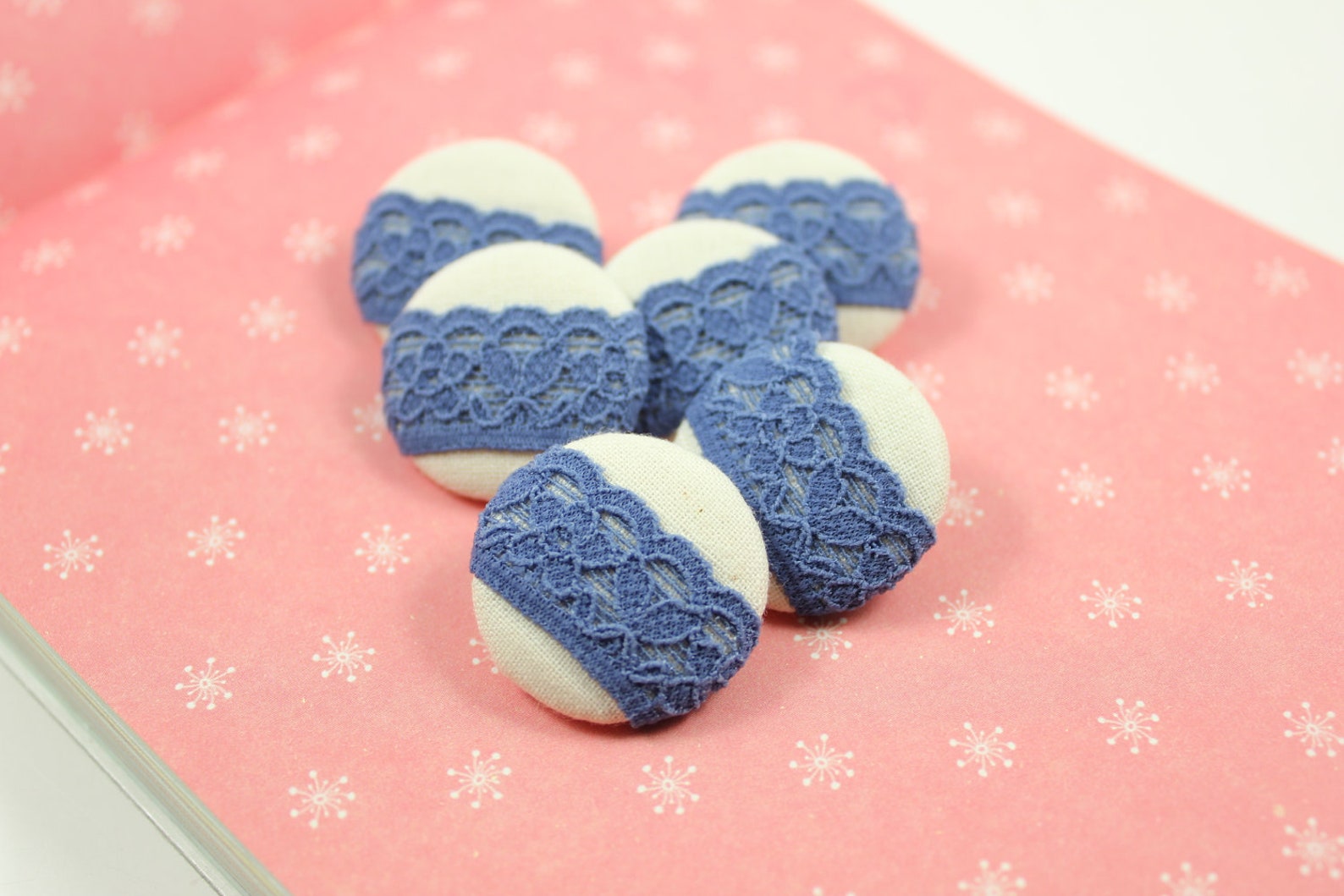 Lace Fabric Buttons Jeans Blue Floral Lace Fabric Buttons 1 - Etsy