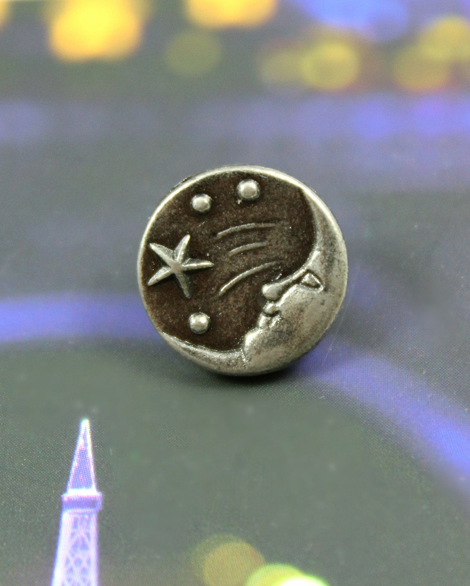 10 Moon and Star Metal Buttons Gray Silver Color Shank - Etsy