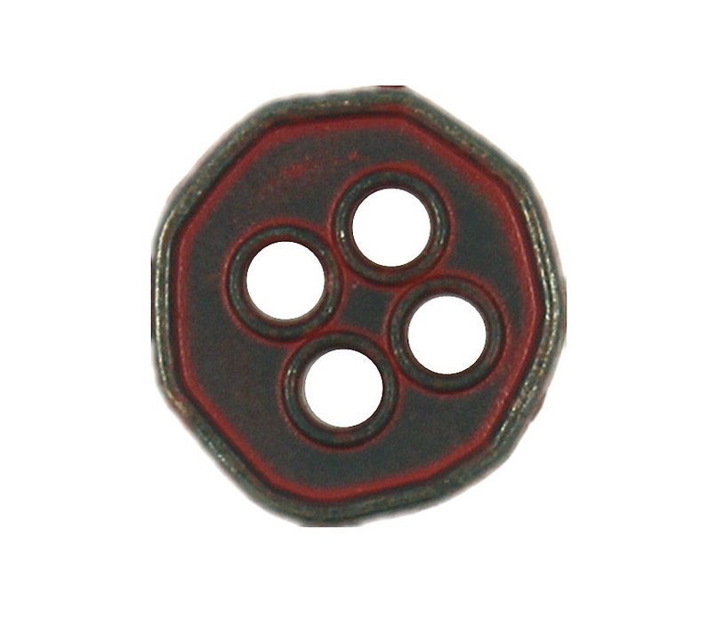 Metal Buttons - Heptagon Dark Red Metal Buttons , 4 Holes , 0.43 Inch ...