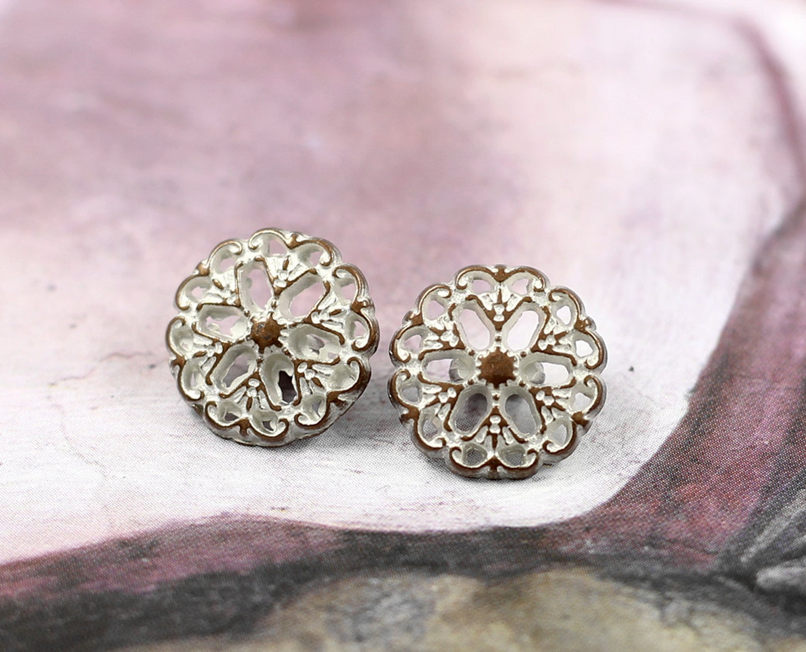 Medieval Filigree Openwork Metal Shank Buttons Copper White | Etsy