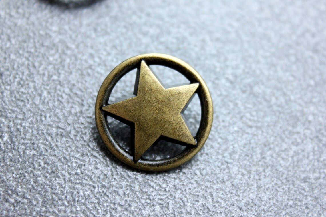 Metal Buttons Ring Star Metal Buttons Antique Brass Color - Etsy