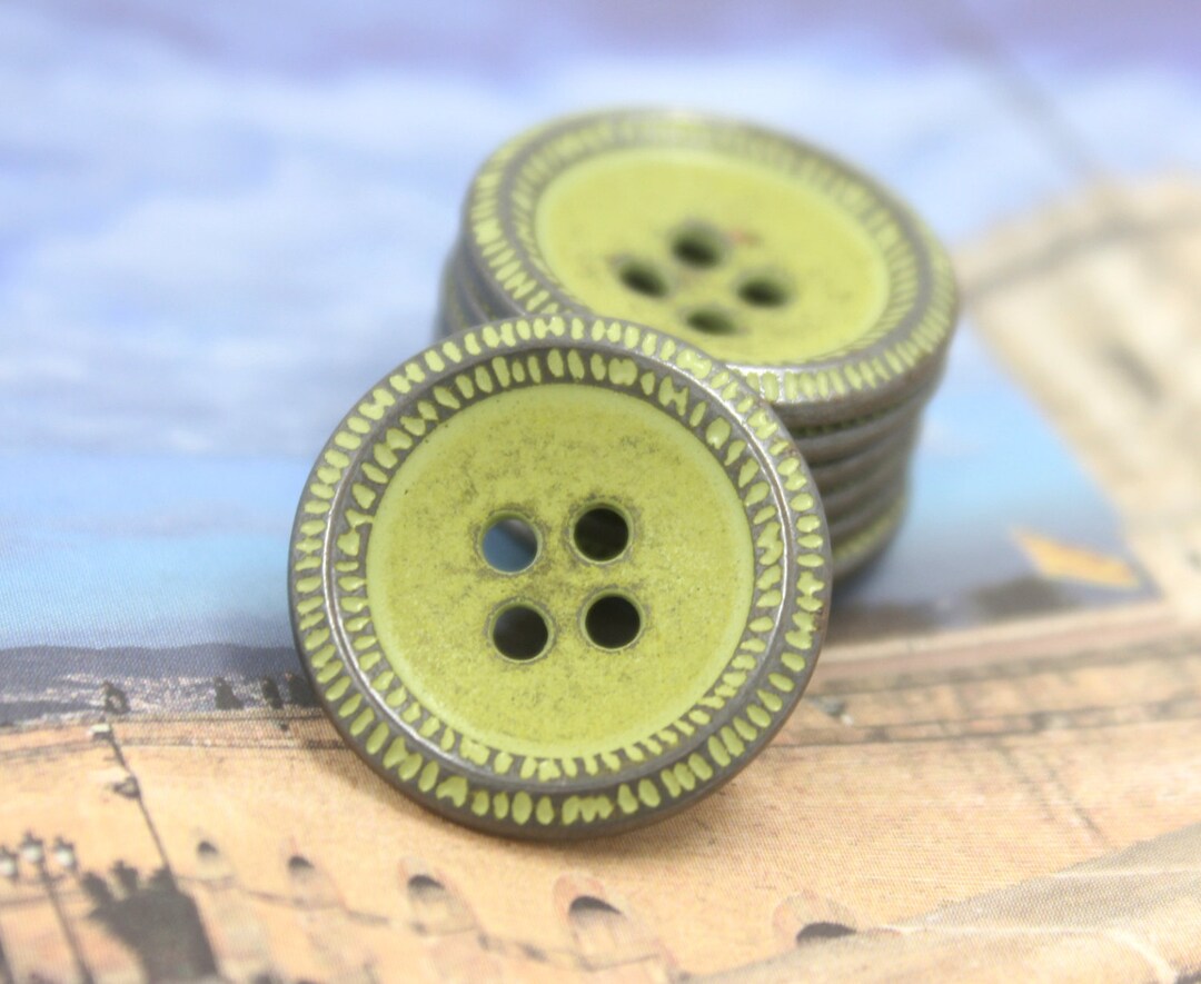 Metal Buttons - Matcha Green Painting Gunmetal Concave Metal Hole ...