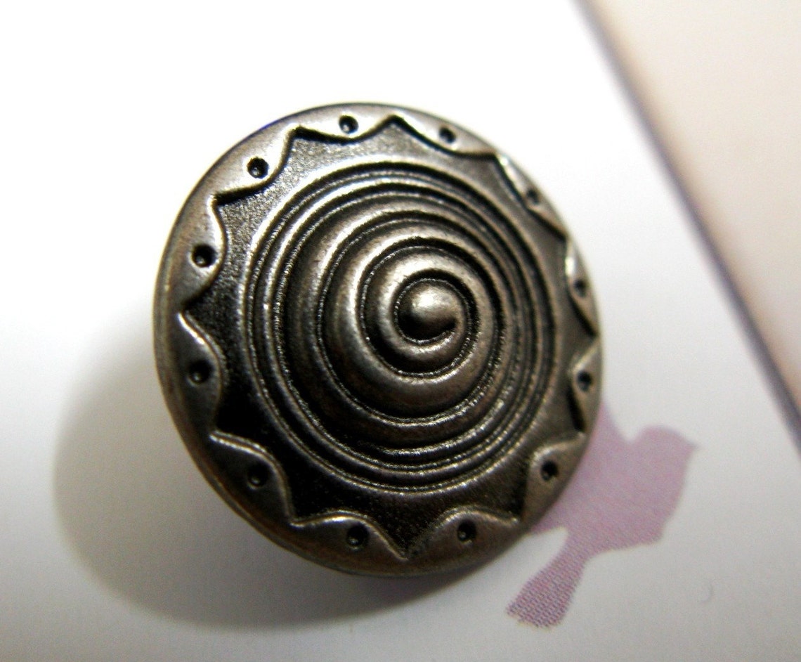 Metal Buttons - Spiral Metal Buttons , Gray Silver Color , Shank , 0.91 ...