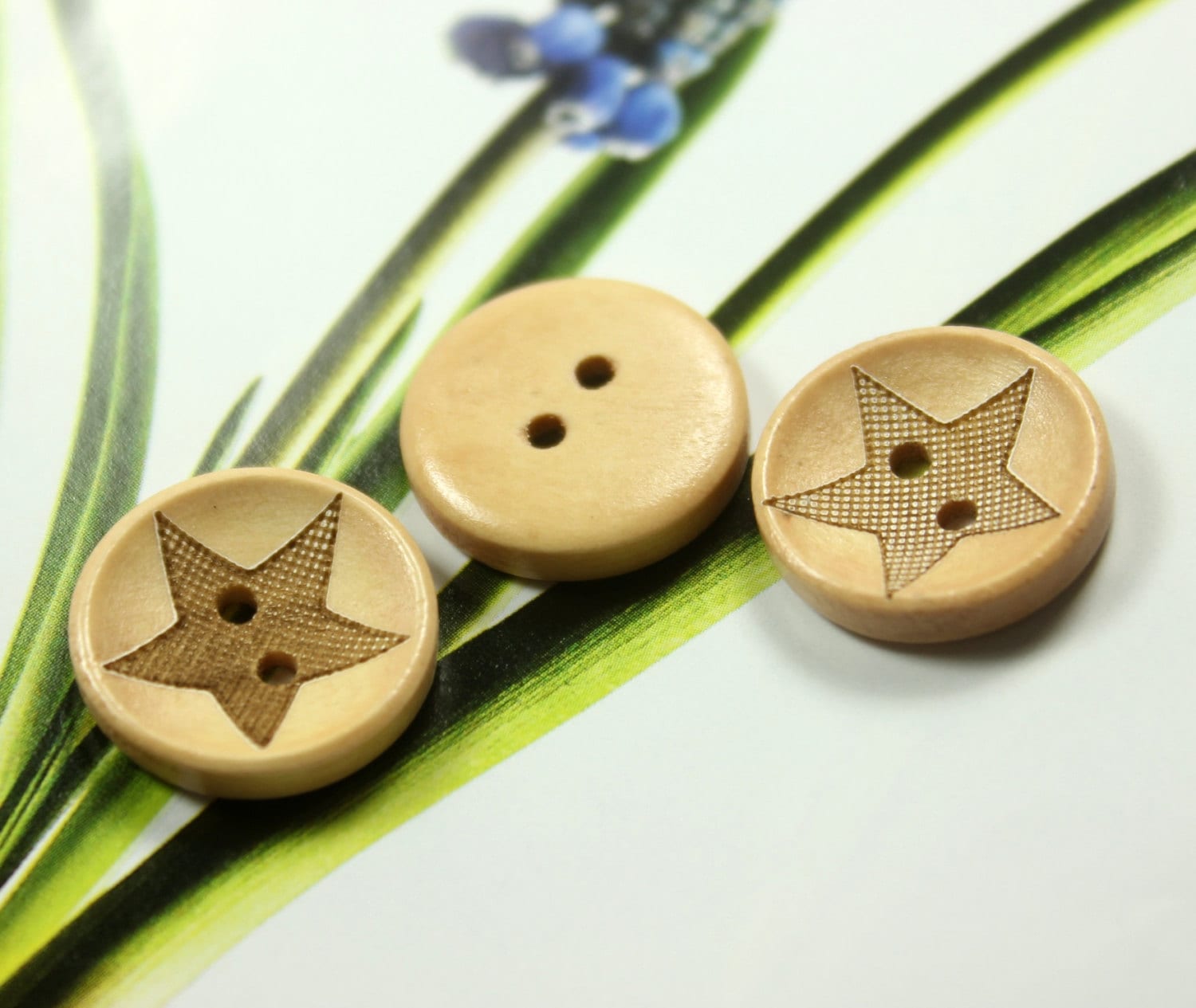 Wooden Buttons Carved Star Pattern Concave Wood Buttons. - Etsy