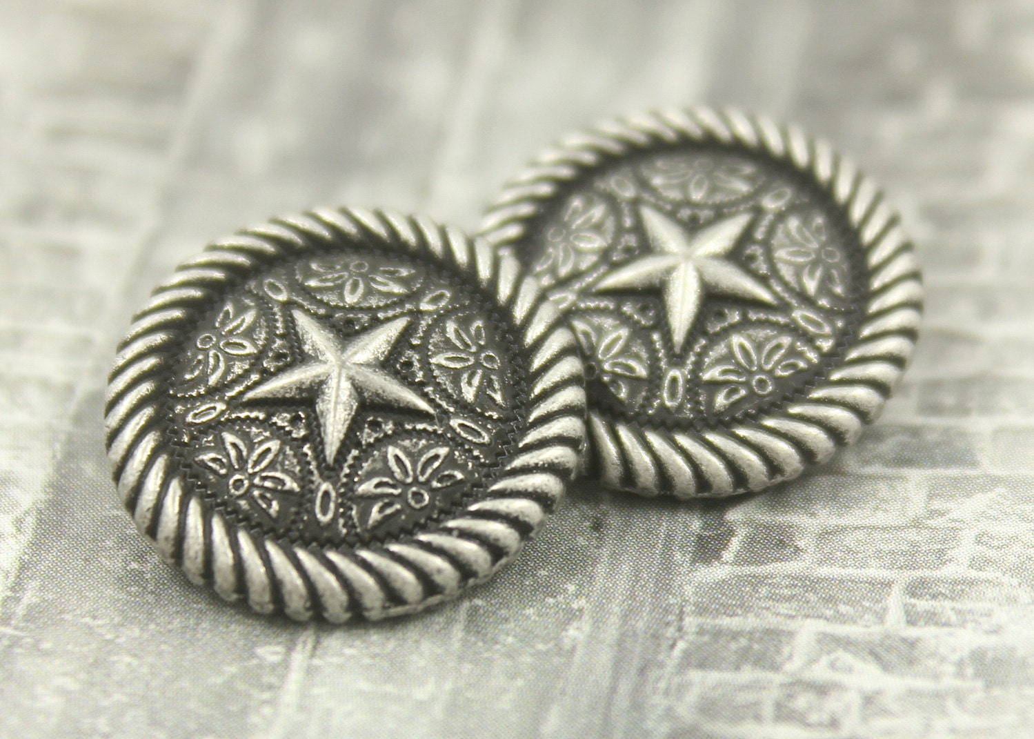 Metal Buttons Roped Star Metal Buttons Antique Silver - Etsy