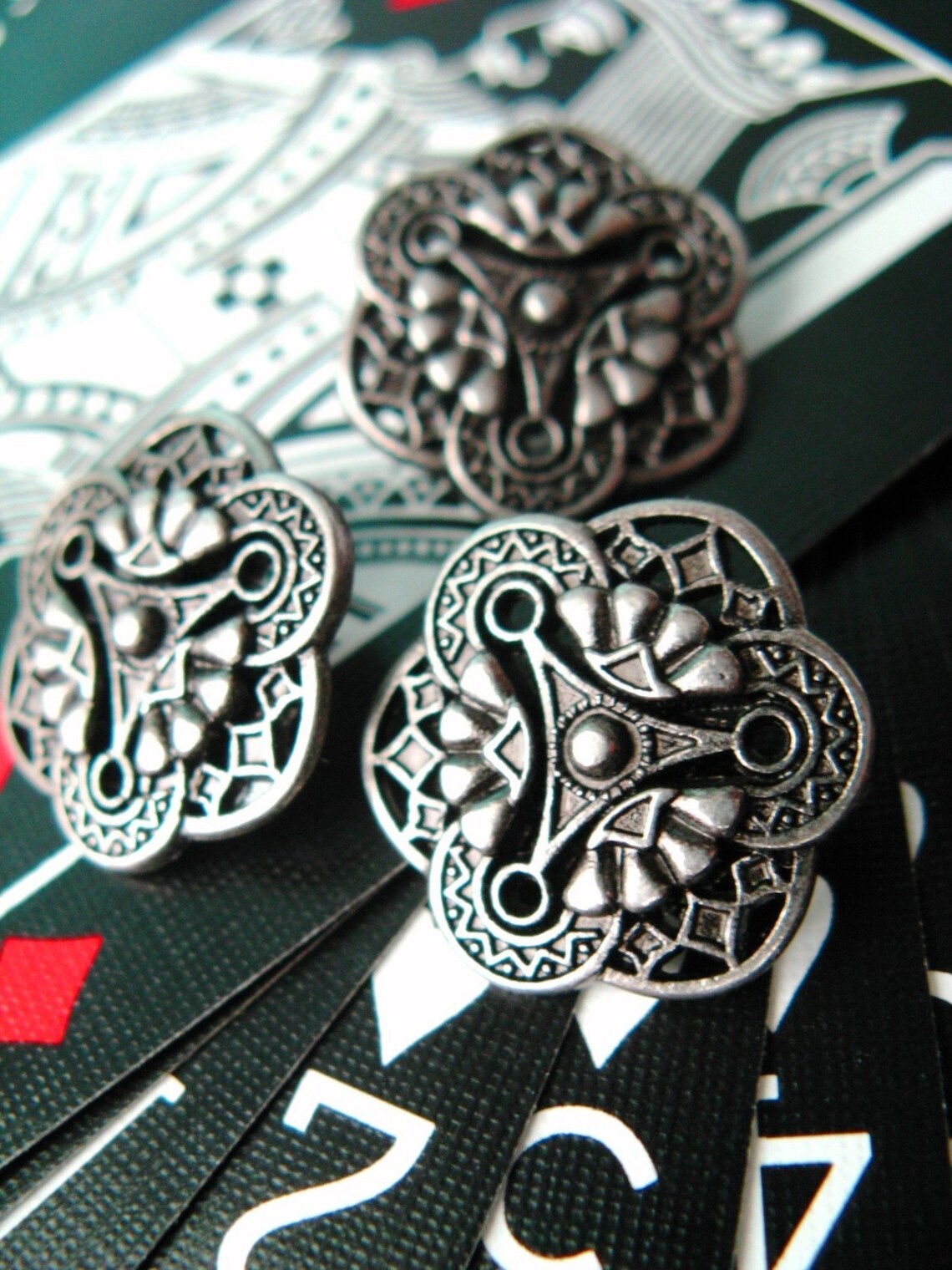 Metal Buttons Gothic Flower Art Metal Buttons Gunmetal | Etsy