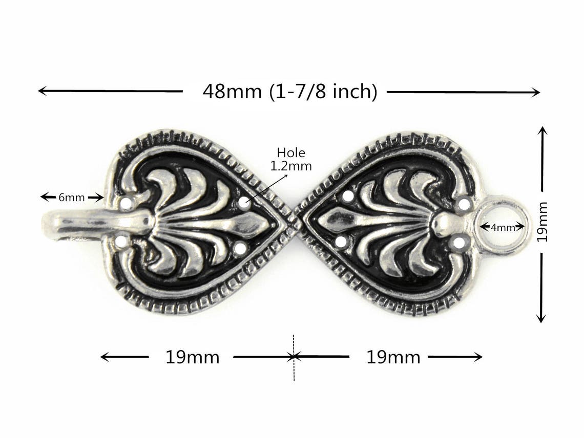 Cloak Clasp Fasteners - Charming Silver Baroque Spade Cloak Clasp Metal ...