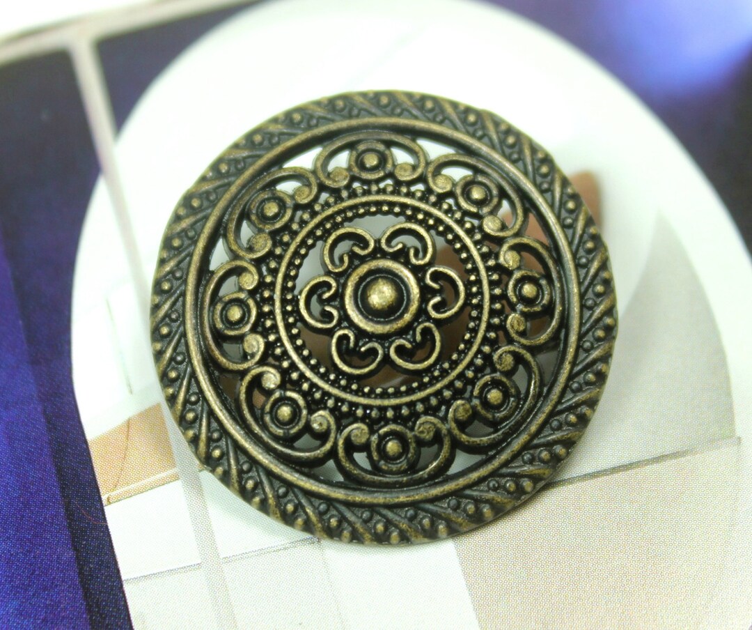Metal Buttons - Lacework Filigree Metal Buttons , Antiqued Brass Color ...