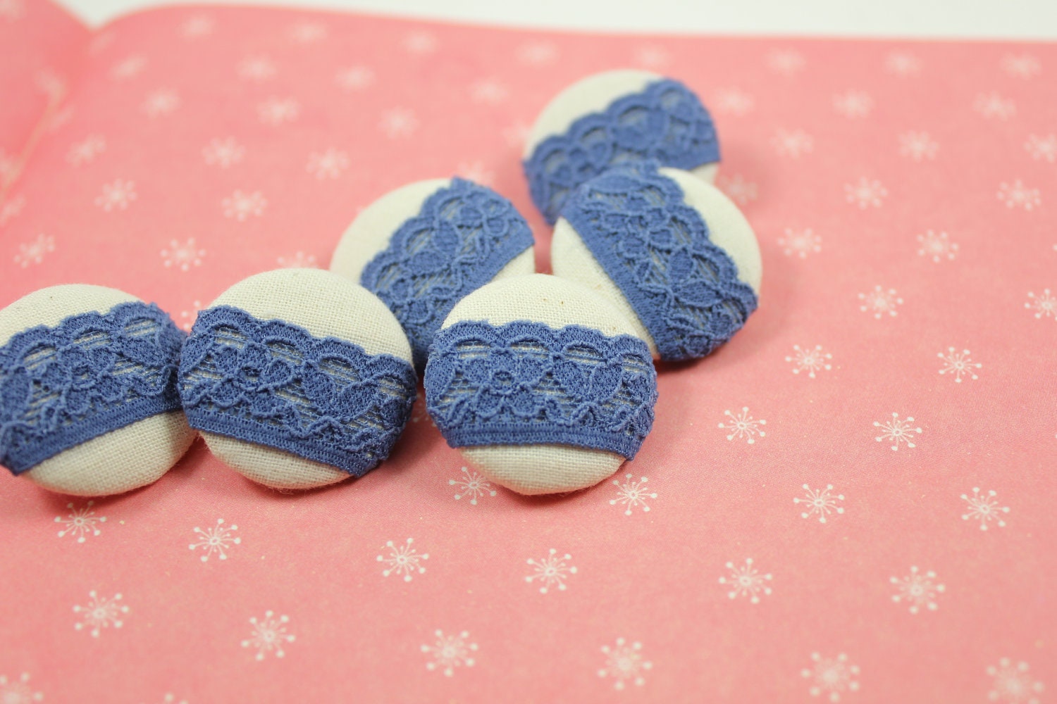 Lace Fabric Buttons Jeans Blue Floral Lace Fabric Buttons 1 | Etsy