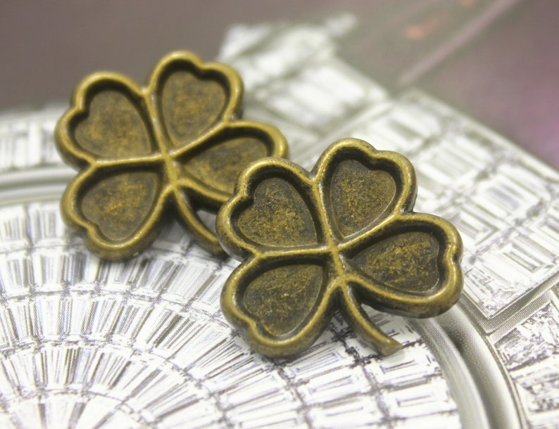 Metal Buttons Clover Metal Buttons Antiqued Brass Color | Etsy