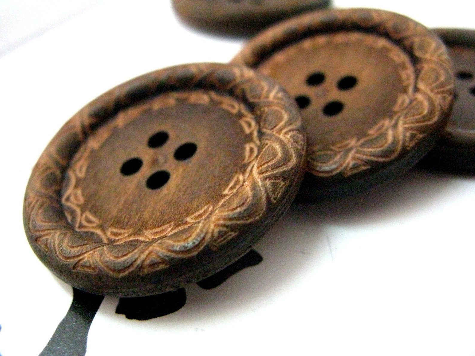 Large Wood Buttons Beautiful Swirls Decorative Domed Border - Etsy