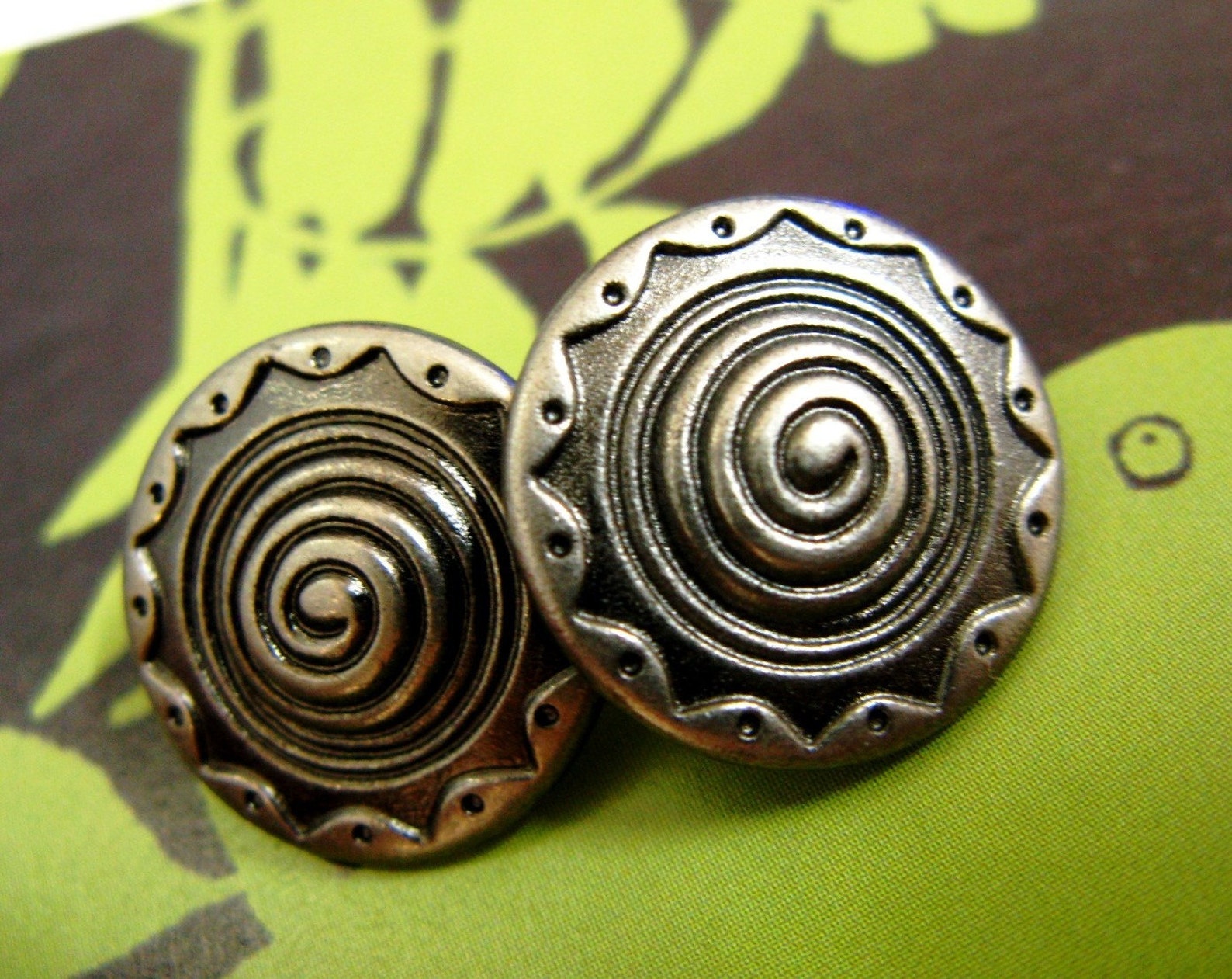 Metal Buttons - Spiral Metal Buttons , Gray Silver Color , Shank , 0.91 ...