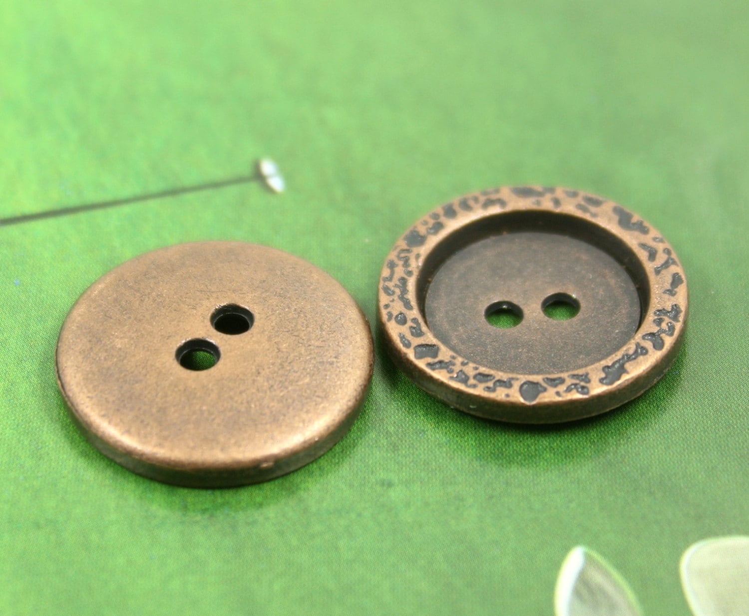 Metal Buttons - Stone Texture Border Metal Buttons , Copper Color , 2 ...