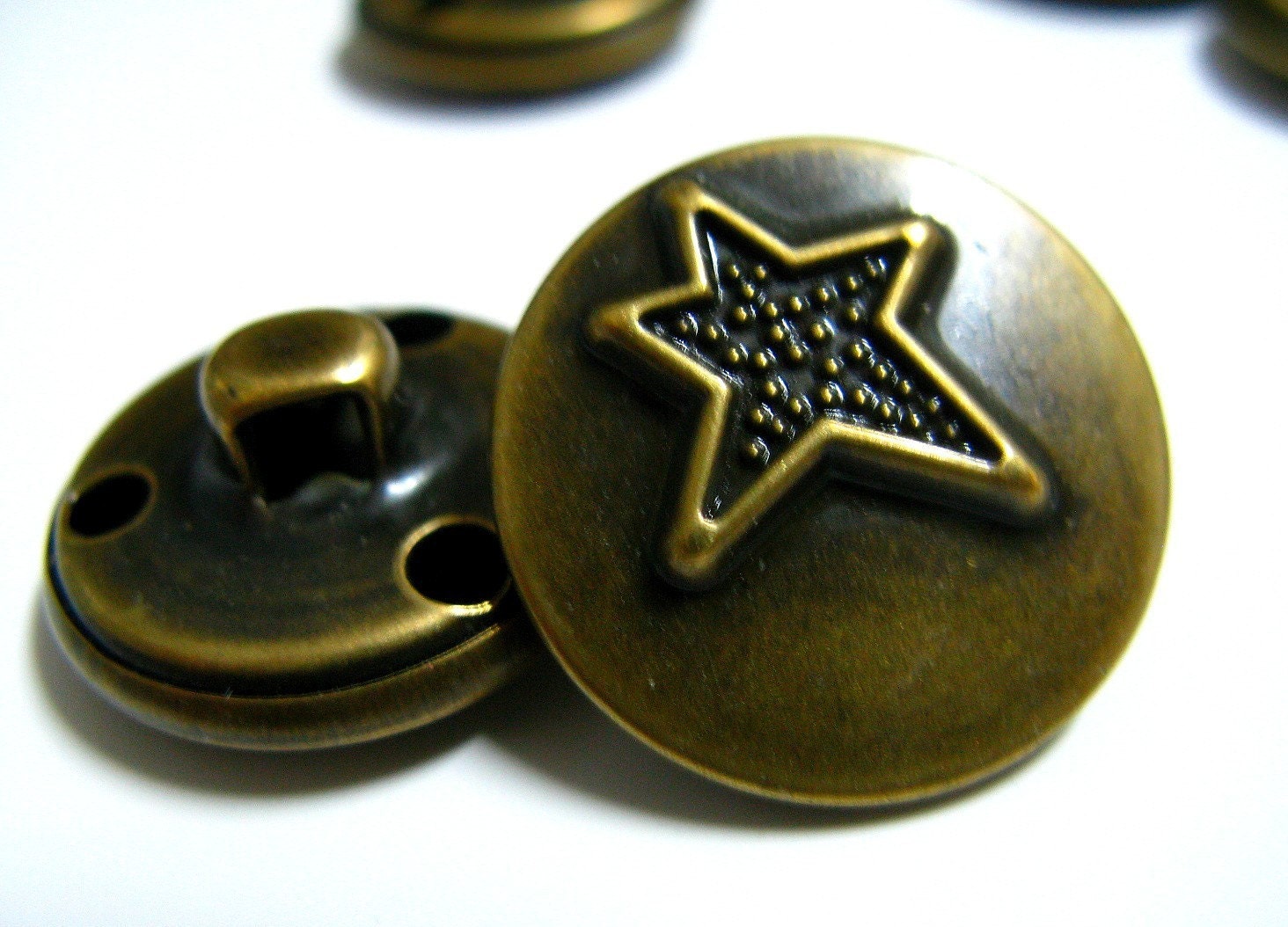 Metal Buttons - Rock Star Metal Buttons , Antique Brass Color , Shank ...