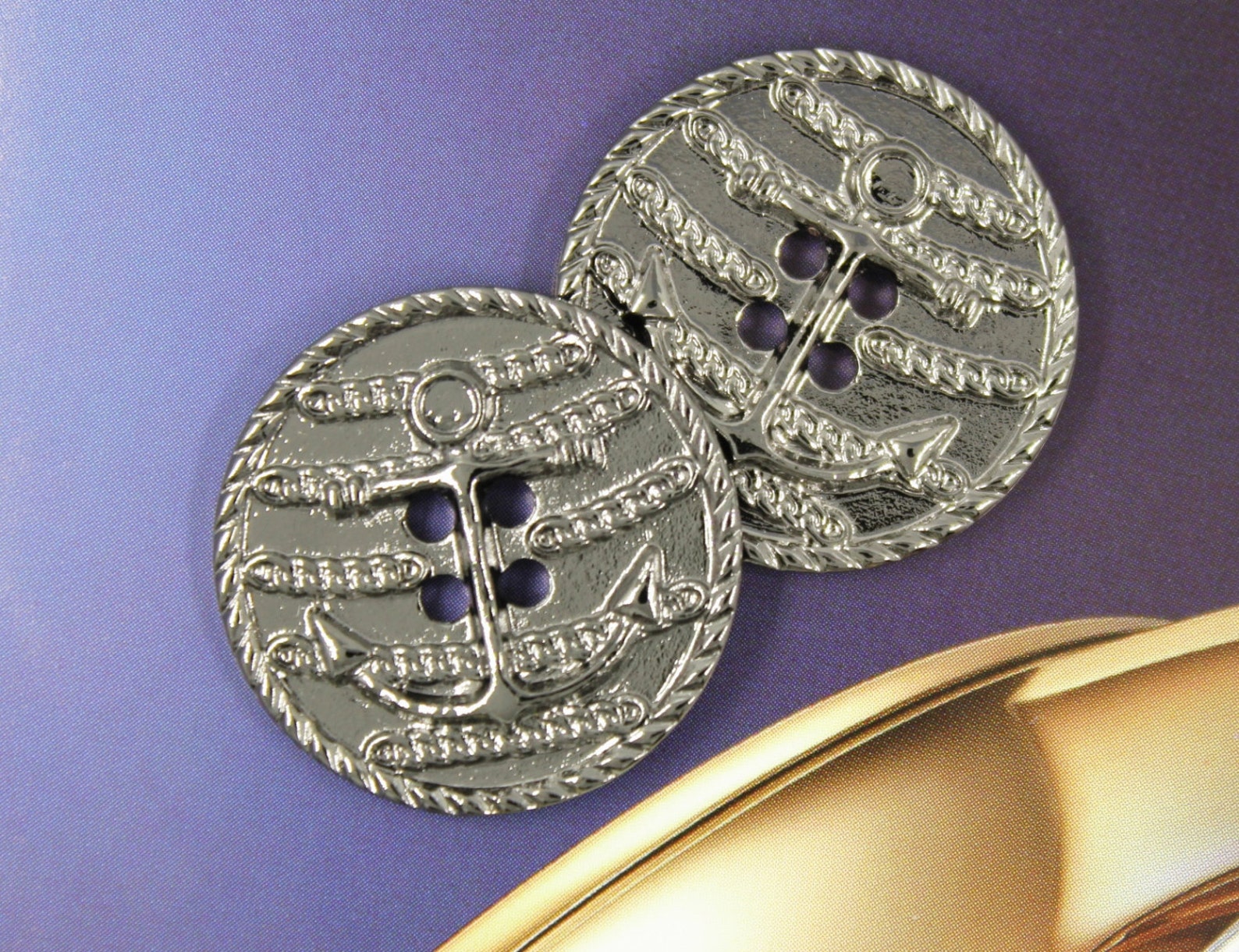 Metal Buttons Chain Anchor Metal Buttons Shiny Gunmetal | Etsy