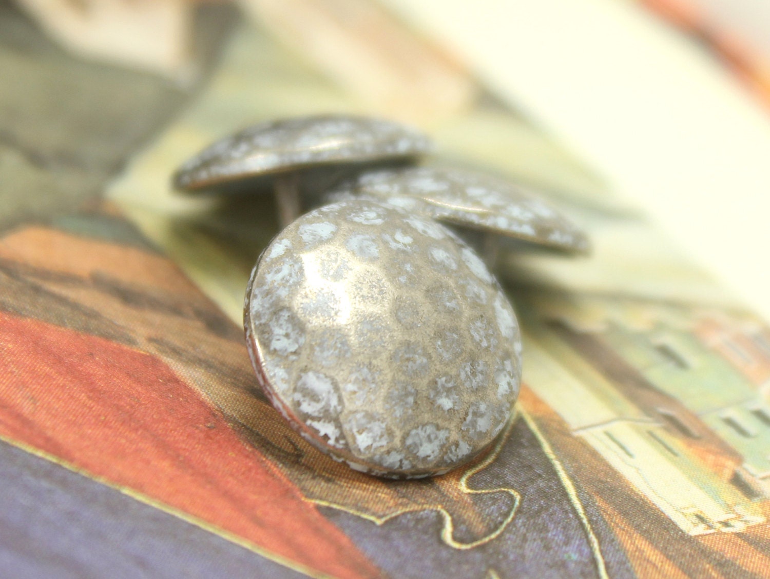 Metal Buttons Slightly Blue Painted Honeycomb Metal Buttons - Etsy