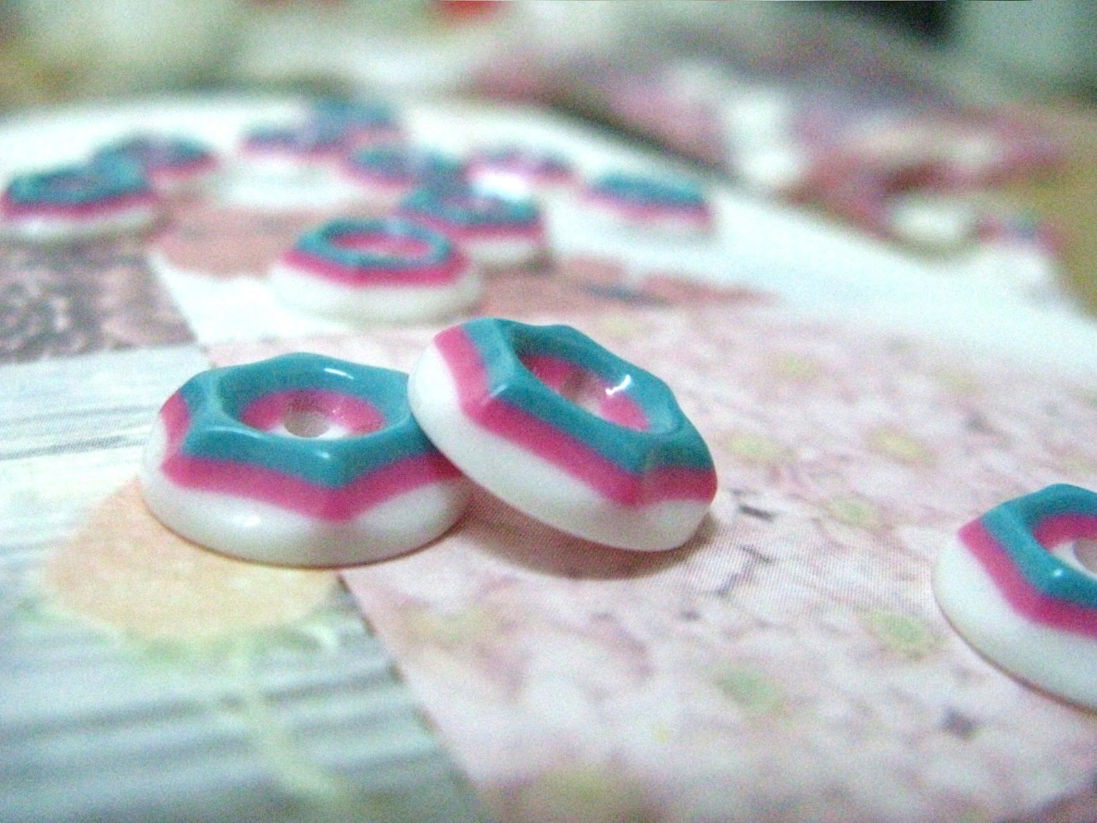 Fresh Candy Buttons 10 Pieces of Cyan Theme Color Hexagon | Etsy