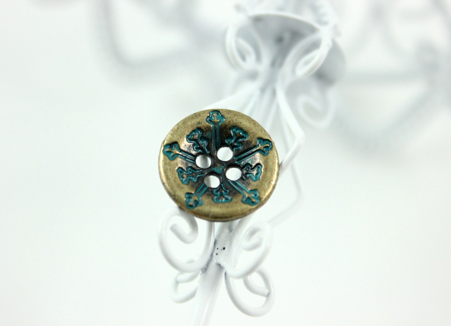 Metal Buttons Cyan Snowflakes Metal Buttons Antique Brass - Etsy