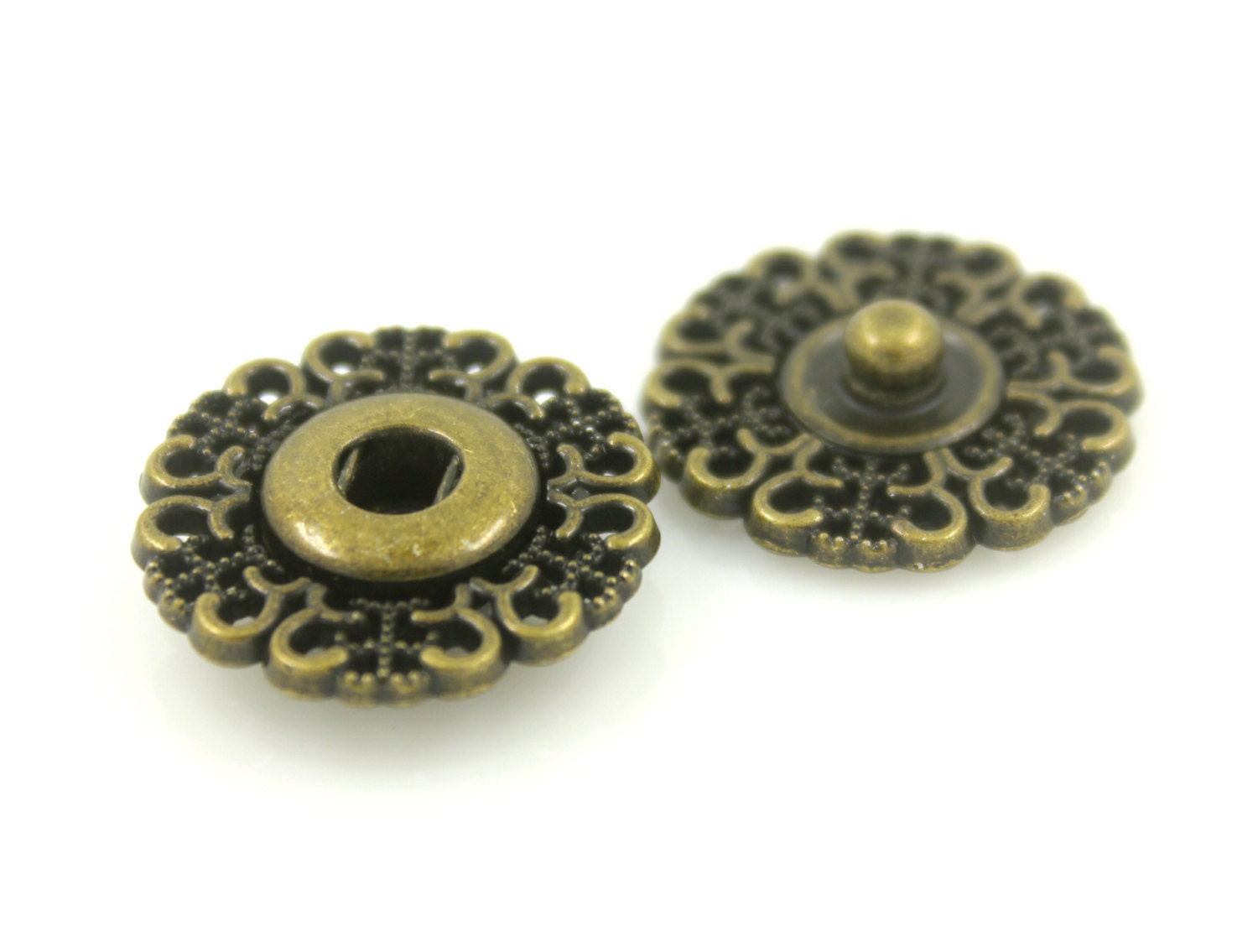 Motif Metal Snap Buttons , Antique Brass Color , Openwork , 0.79 Inch ...