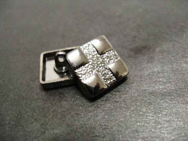 Metal Buttons - Square Cross Metal Buttons , Shiny Silver Color , Shank ...