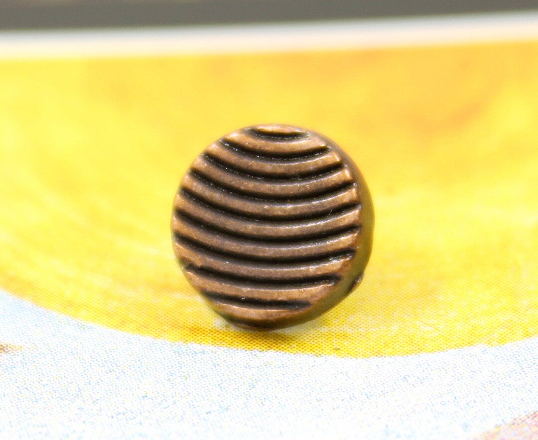 Metal Buttons - Arc Lines Metal Buttons , Copper Color , Shank , 0.27 ...