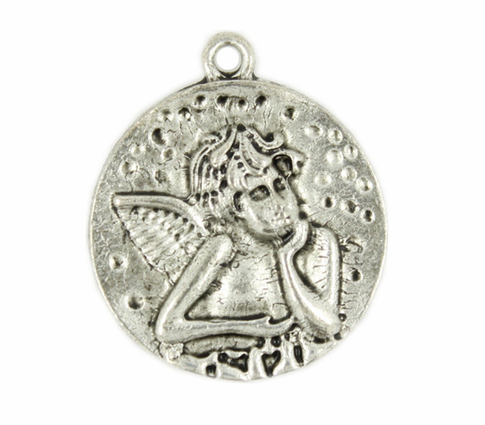 Thinking Angel Silver Metal Pendants 23mm 0.91 Inch 4 | Etsy