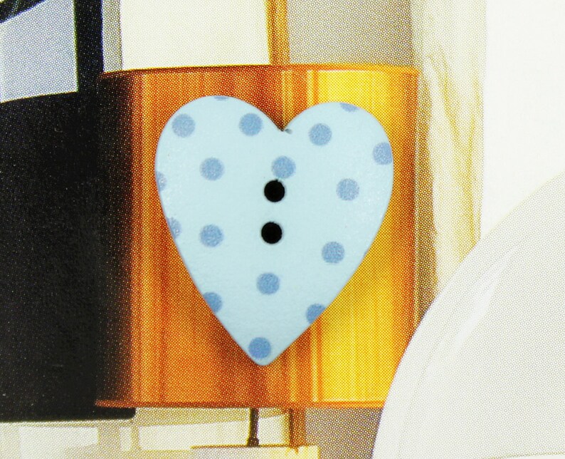 Heart Buttons Polka Dots Baby Blue Heart Wood Buttons. 0.79 - Etsy