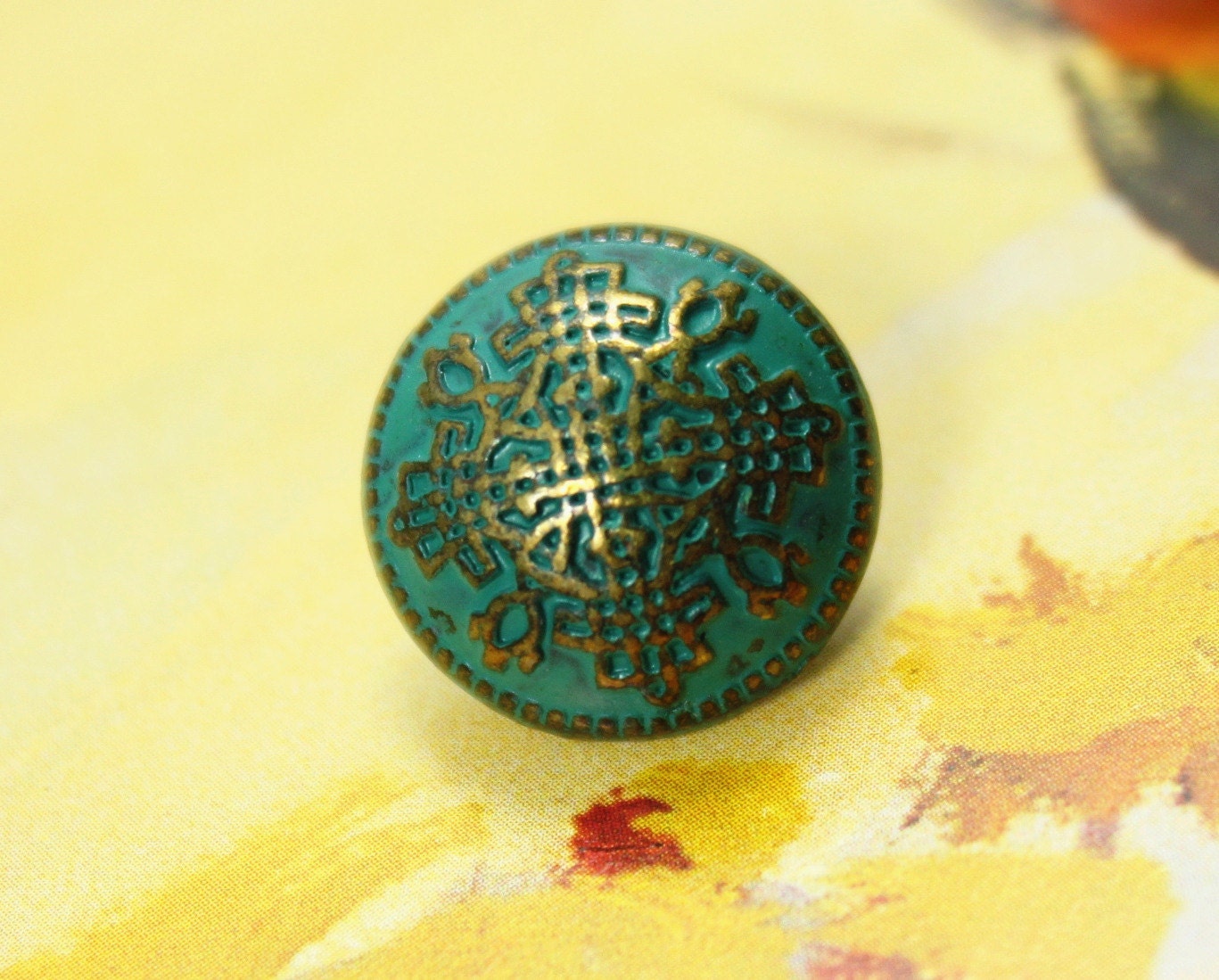 Metal Buttons Flower Lattice Metal Buttons Brass Cyan | Etsy