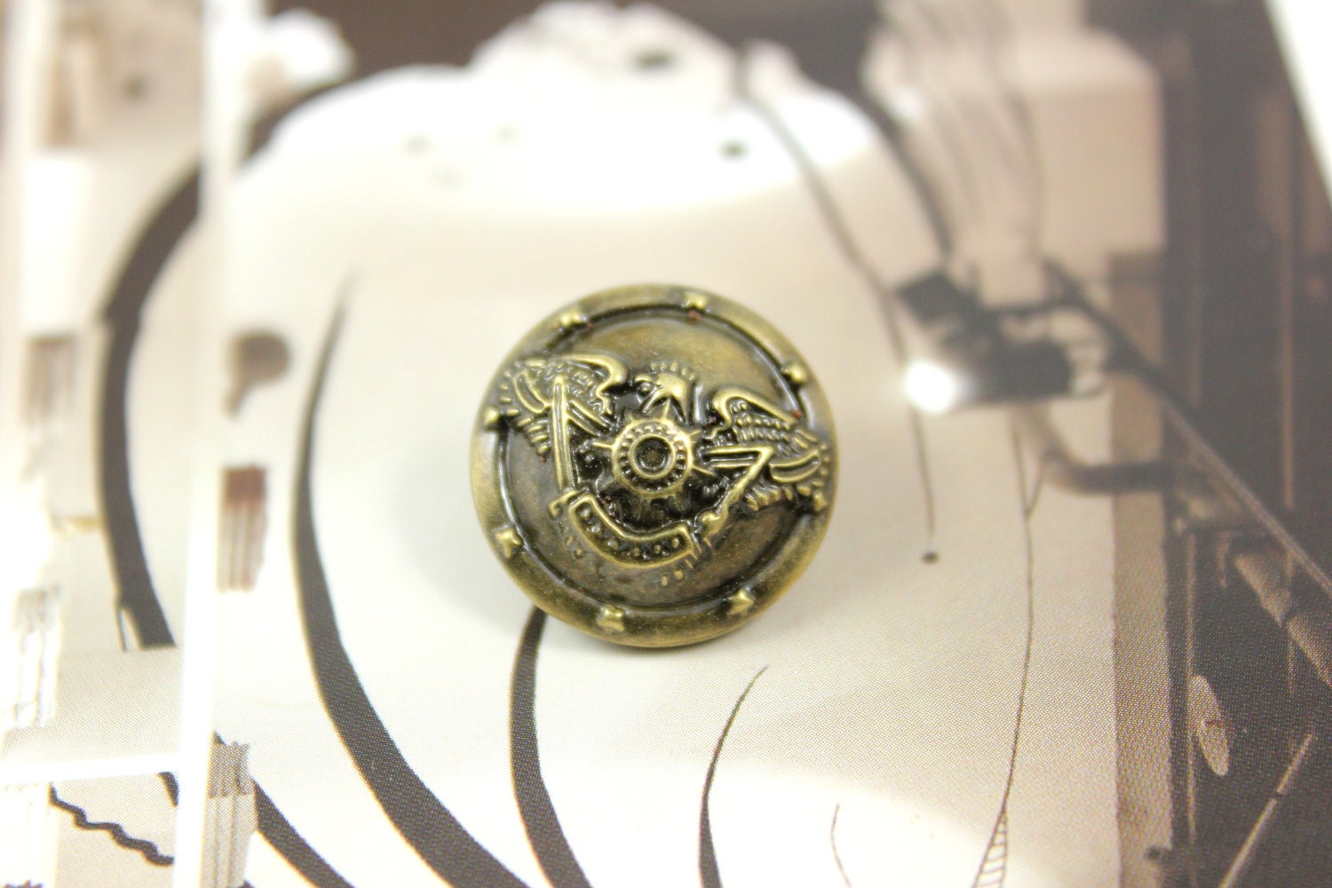 Metal Buttons - Eagle Emblem Metal Buttons , Antique Brass Color ...