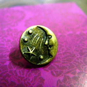 Metal Buttons - Moon and Star Metal Buttons , Antique Brass Color ...
