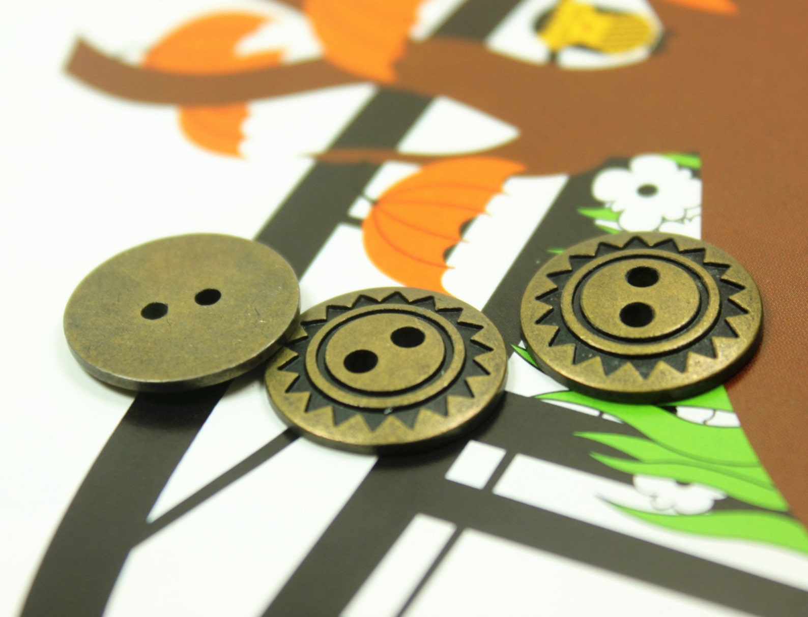 Metal Buttons ZIG-ZAG Metal Buttons Antique Brass Color | Etsy