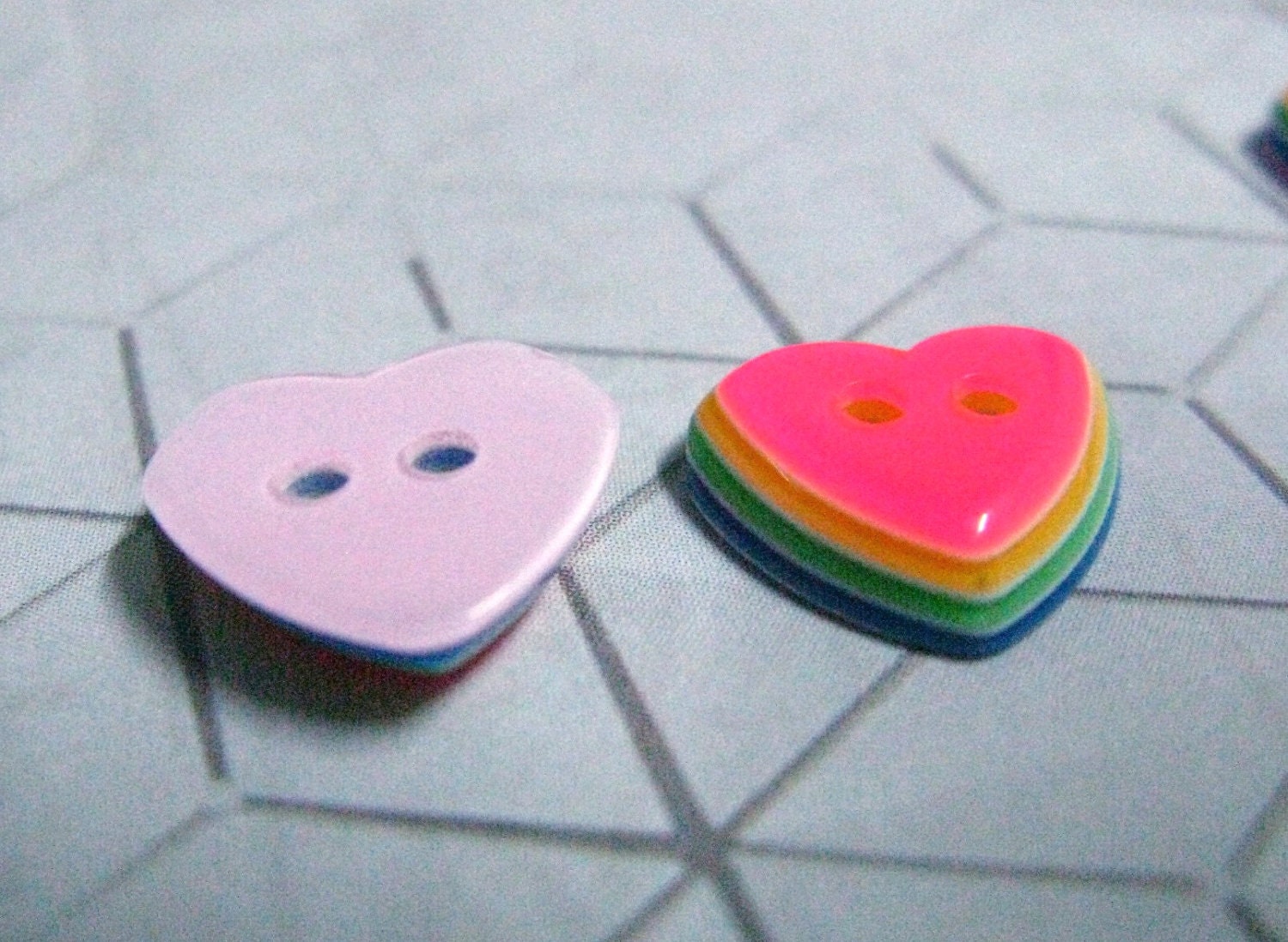 Lovely 10 Pieces of Multilayer Rainbow Heart Candy Buttons 2 - Etsy