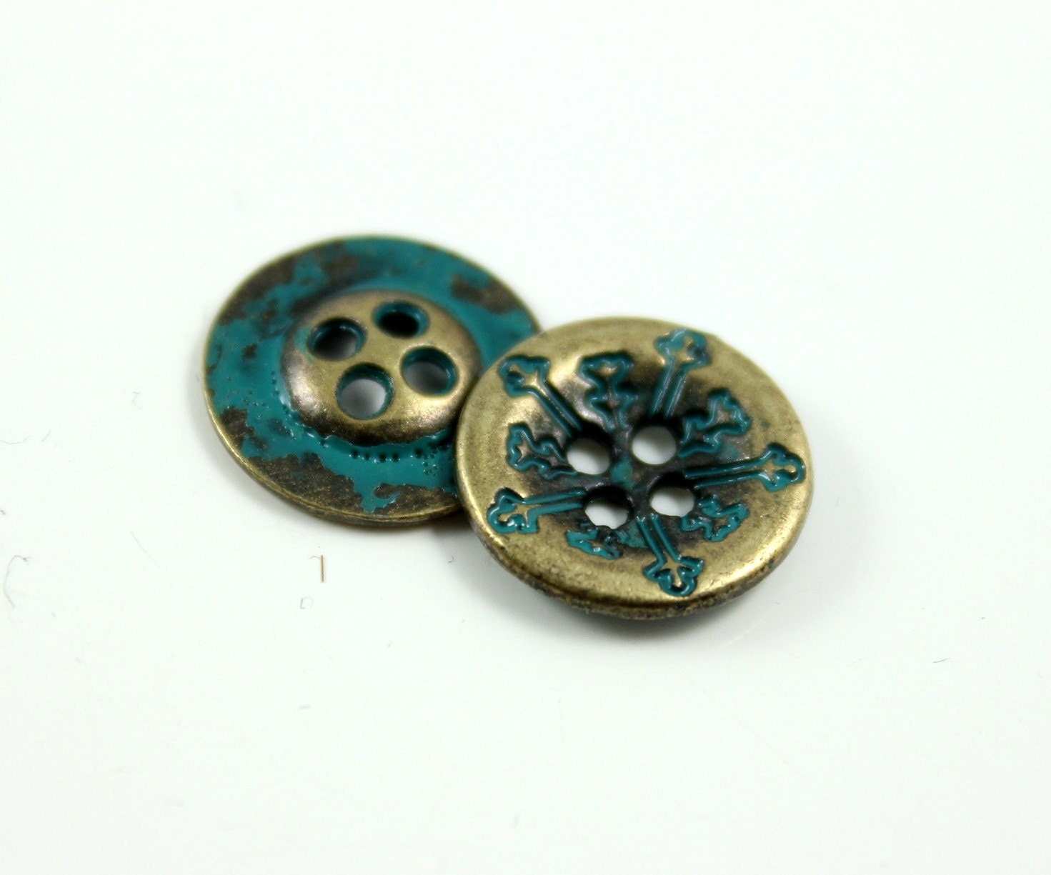 Metal Buttons Cyan Snowflakes Metal Buttons Antique Brass - Etsy