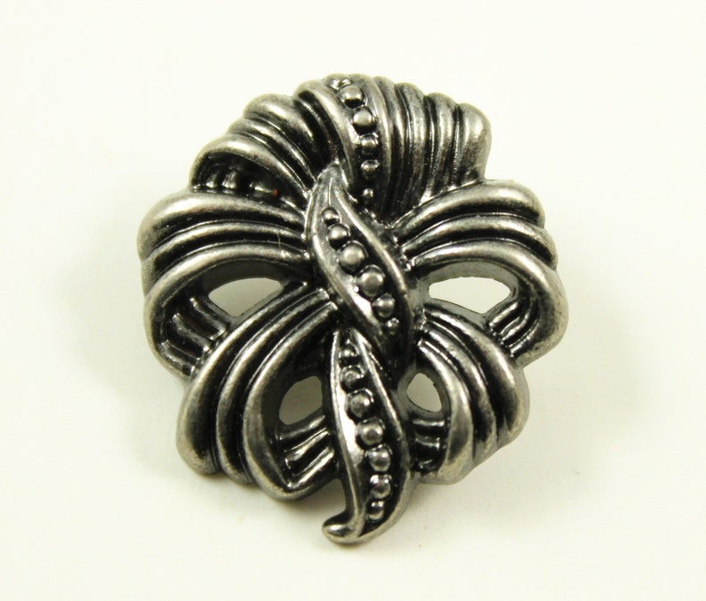Metal Buttons - Ribbon Knots Metal Buttons , Gray Silver Color , Shank ...