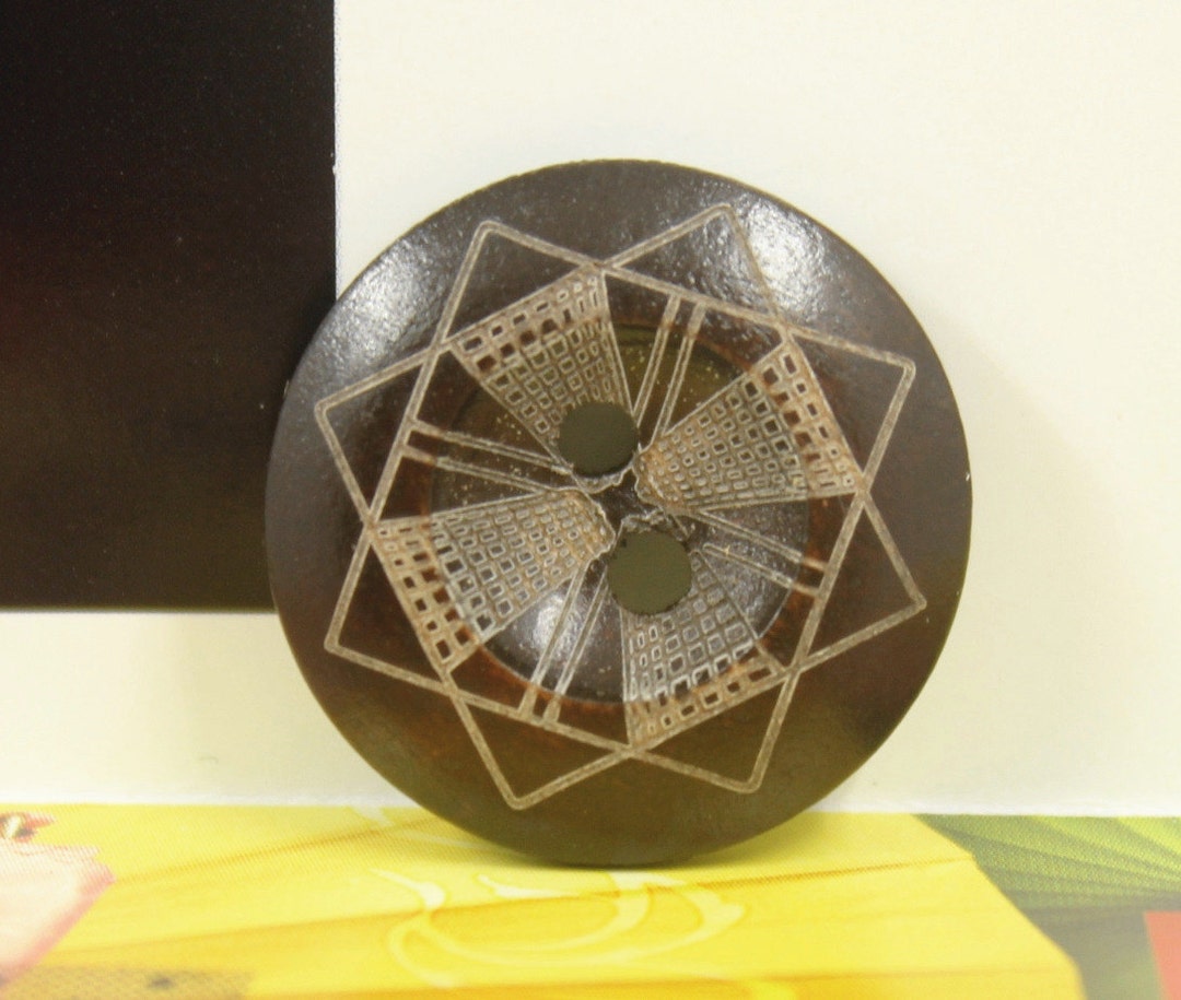 Brown Wooden Buttons Japanese Style Geometry Flower Pattern - Etsy