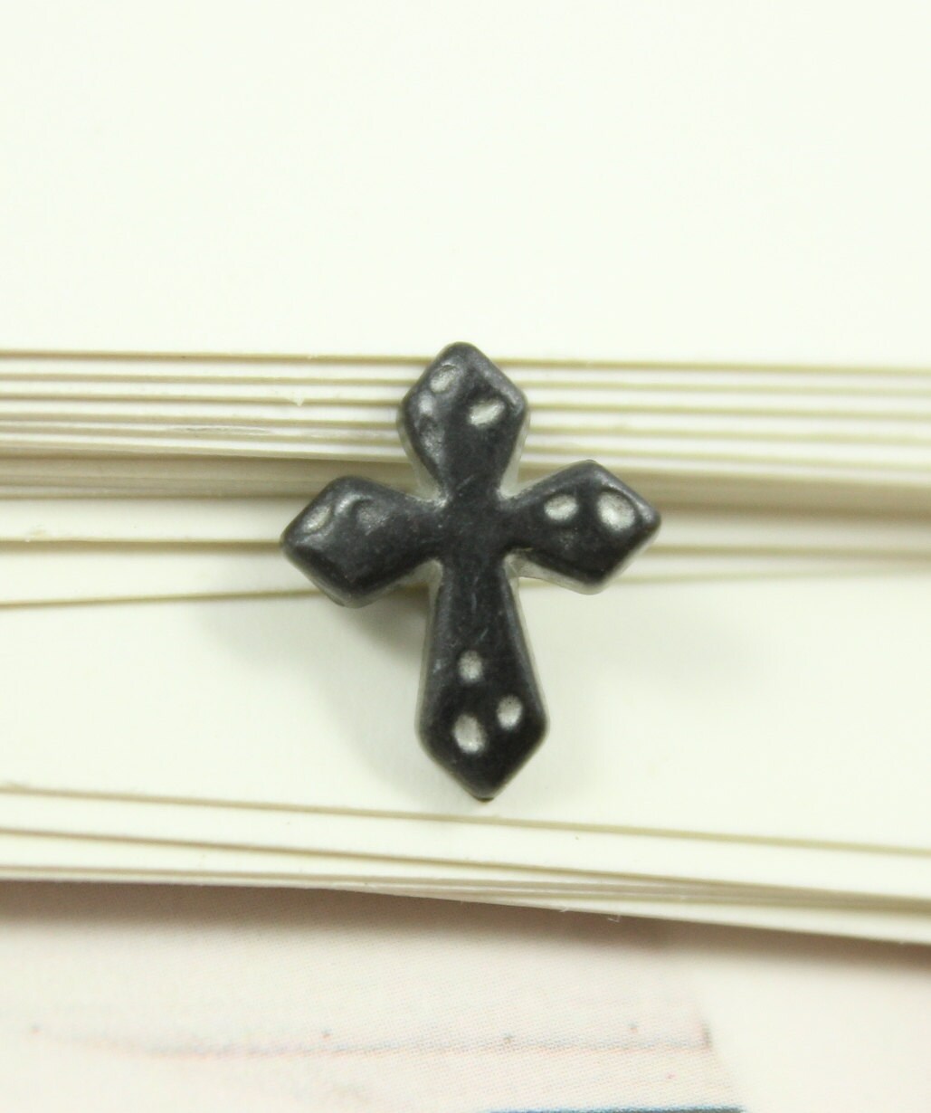Metal Buttons - Cross Metal Buttons , Black Bronze Color , Shank , 0.47 ...