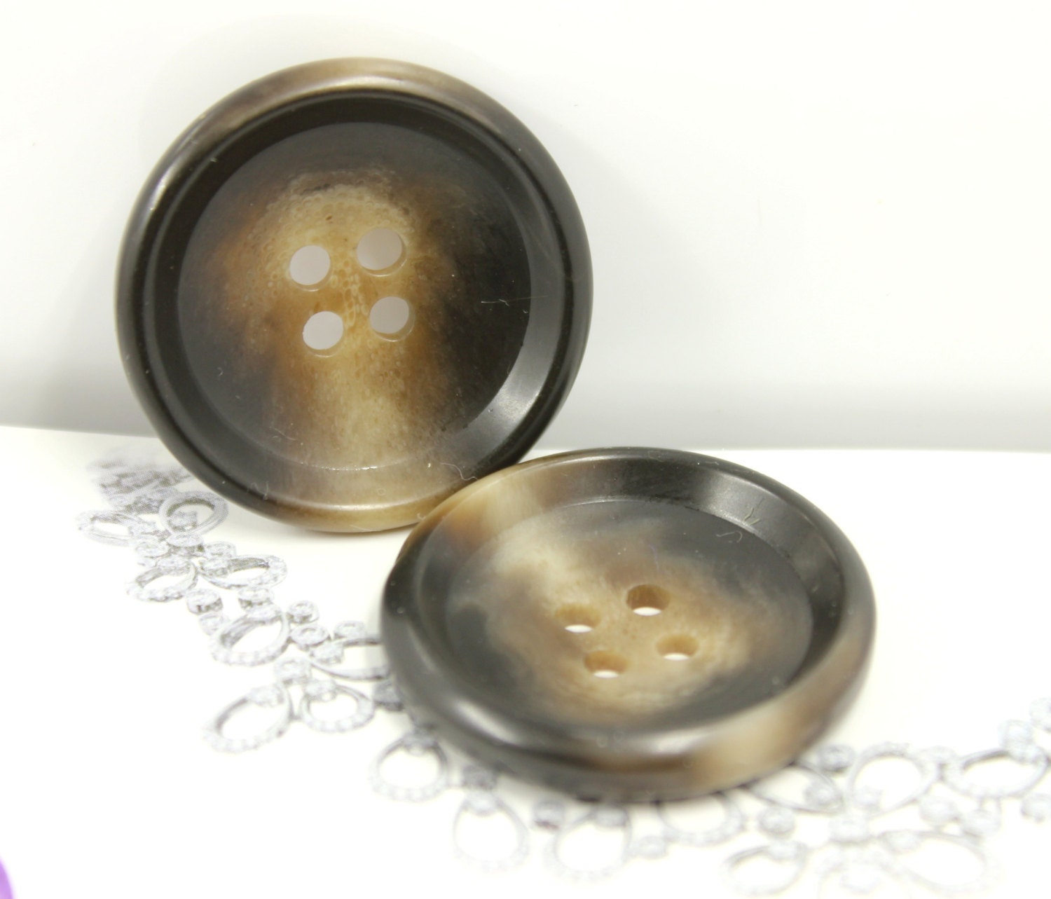 Resin Buttons - Lot 10 Marble Taxture Concave Brown Resin Buttons. 1.35 ...