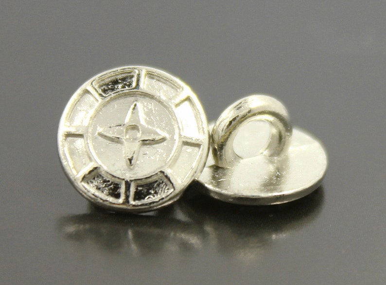 Metal Buttons Cross Star Metal Buttons Shiny Silver Color - Etsy