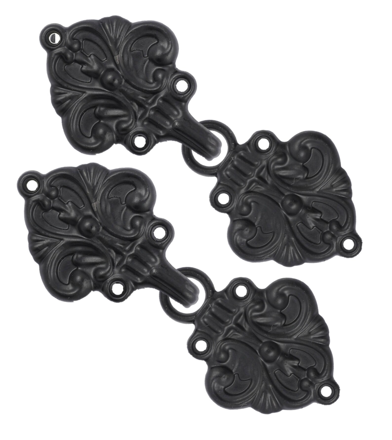 Cloak Clasp Fasteners - Stunning Matte Black Baroque Fleur-de-lis Swirl ...