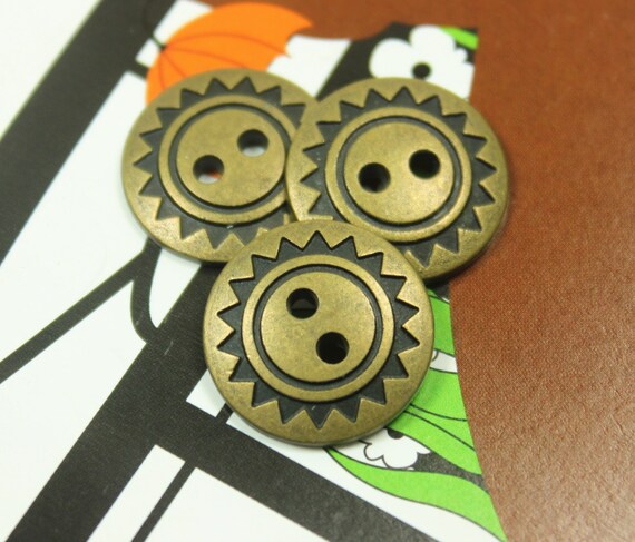 Metal Buttons ZIG-ZAG Metal Buttons Antique Brass Color | Etsy