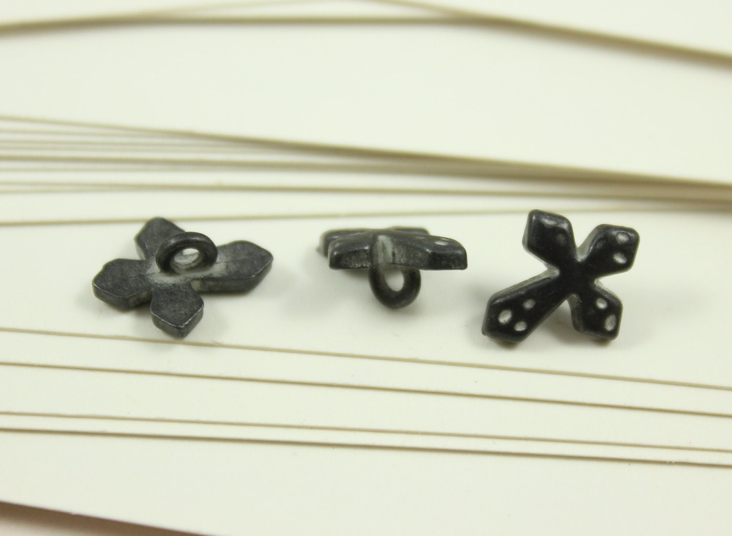 Metal Buttons - Cross Metal Buttons , Black Bronze Color , Shank , 0.47 ...