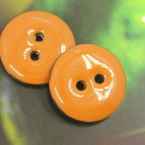 Orange Buttons - 10 Pieces of Orange Enamel Buttons With Coconut Base ...