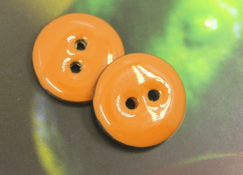 Orange Buttons 10 Pieces Of Orange Enamel Buttons With | Etsy