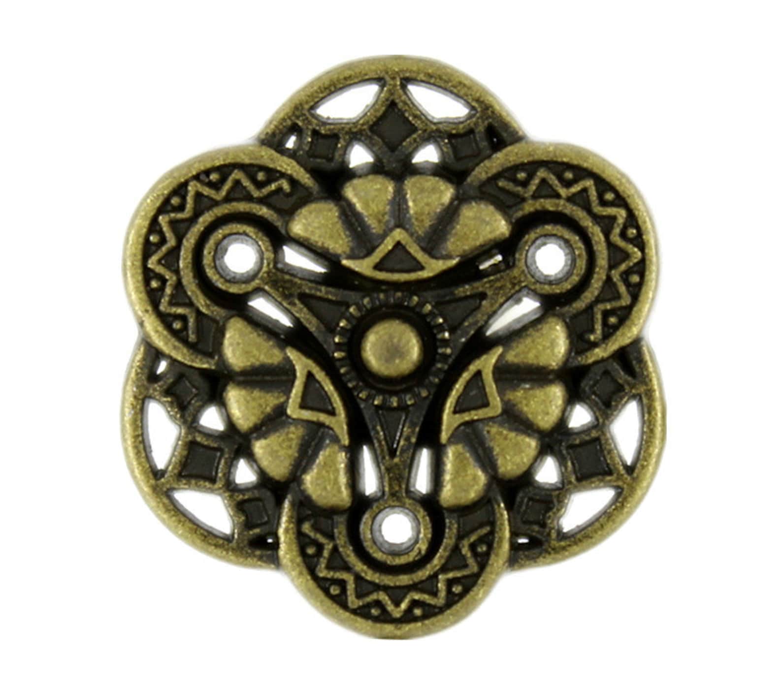 Metal Buttons - Gothic Flower Art Metal Buttons , Antique Brass Color ...
