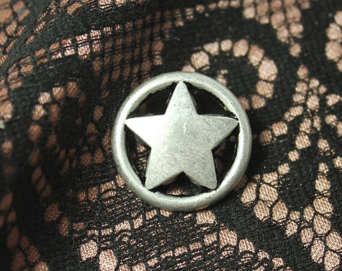 Star Metal Buttons Matte Silver Open Work Ring and Star | Etsy