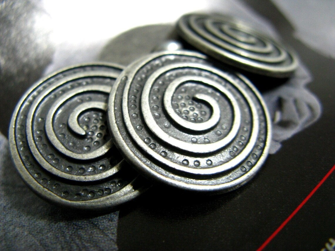 Metal Buttons - Spiral Metal Buttons , Gunmetal Color , Shank , 0.79 ...