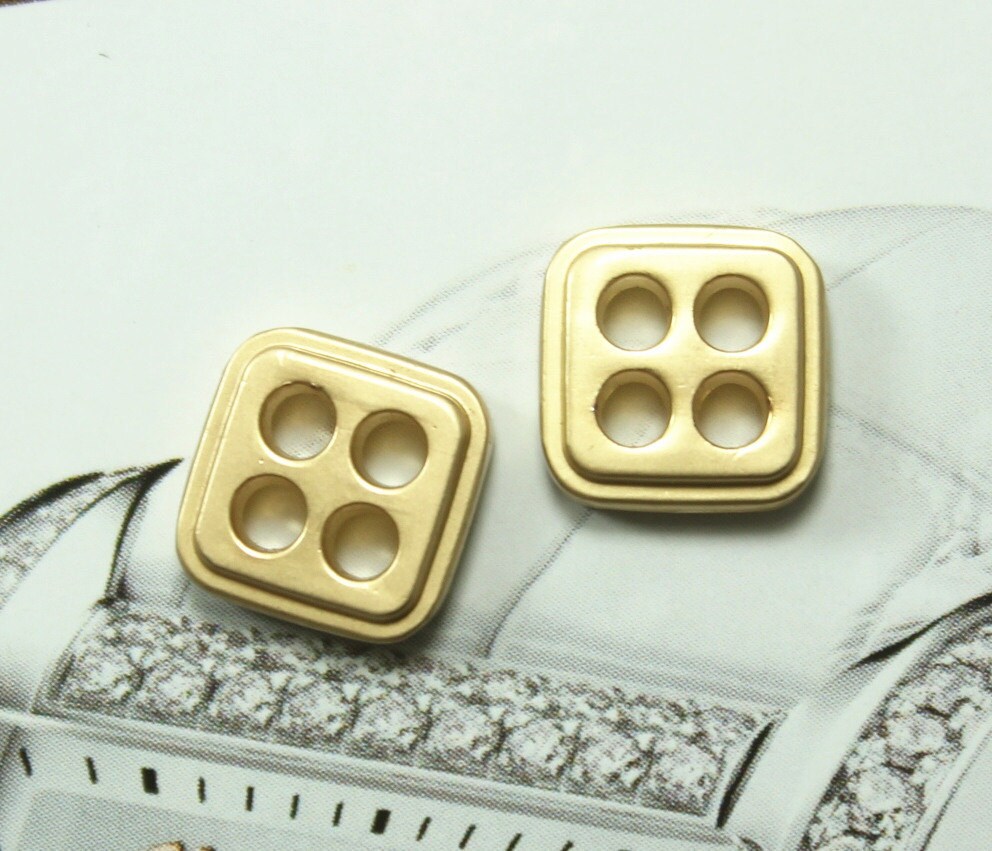 Metal Buttons Square Solid Metal Buttons Pearl Gold Color - Etsy