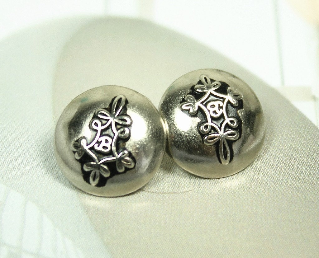 Metal Buttons Monogram Metal Buttons Silver Color Domed | Etsy
