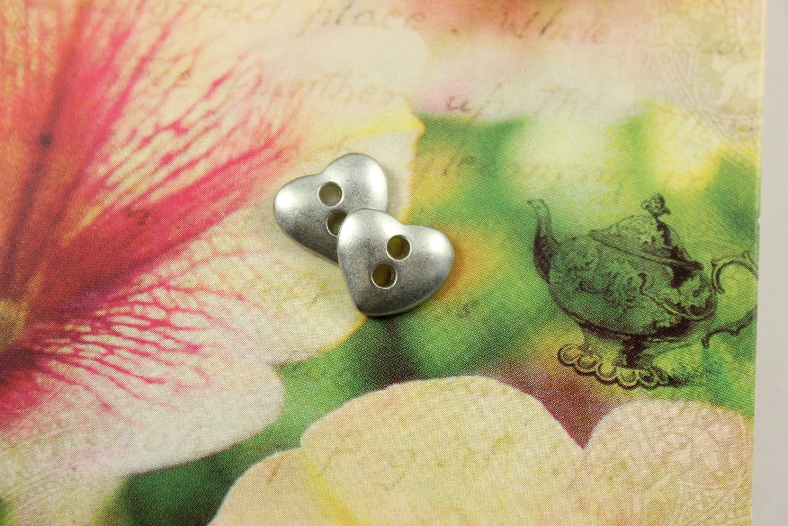 Metal Buttons Plump Heart Metal Buttons Silver Color 2 | Etsy