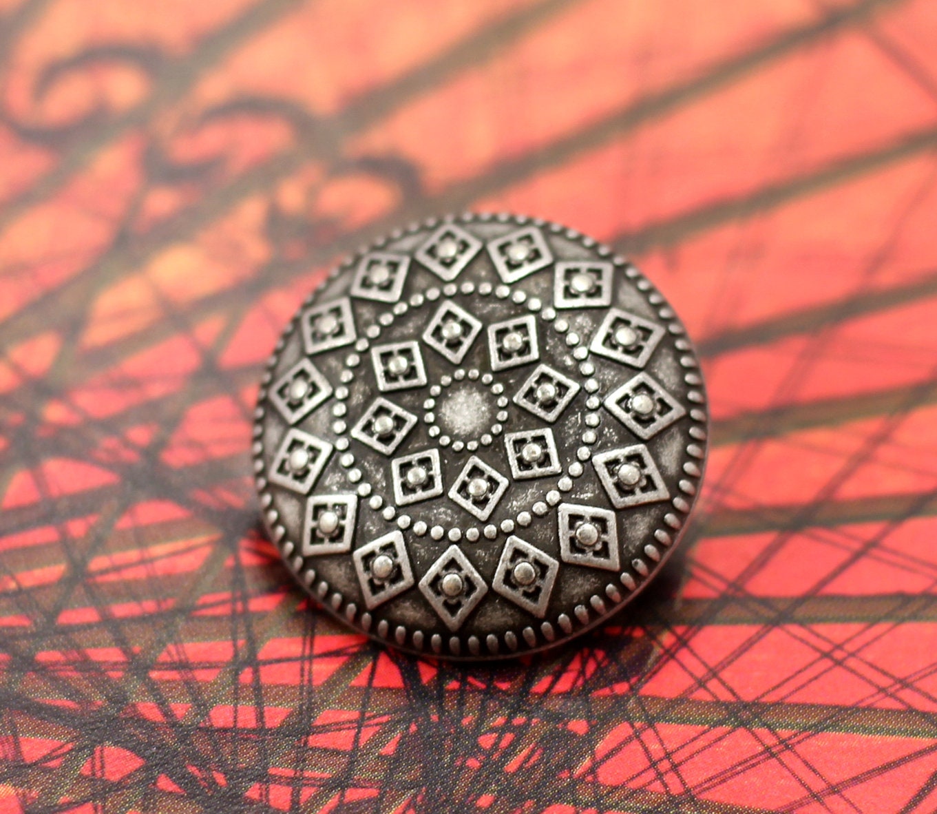 Rhombus Mandala Metal Shank Buttons Antique Silver Color | Etsy
